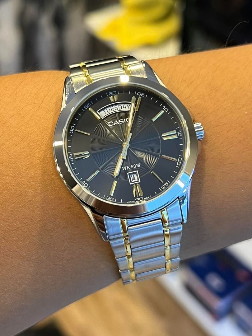 CASIO Analog Day Date Two Tone Men's Watch MTP-1381G-1A / Legit Casio ...