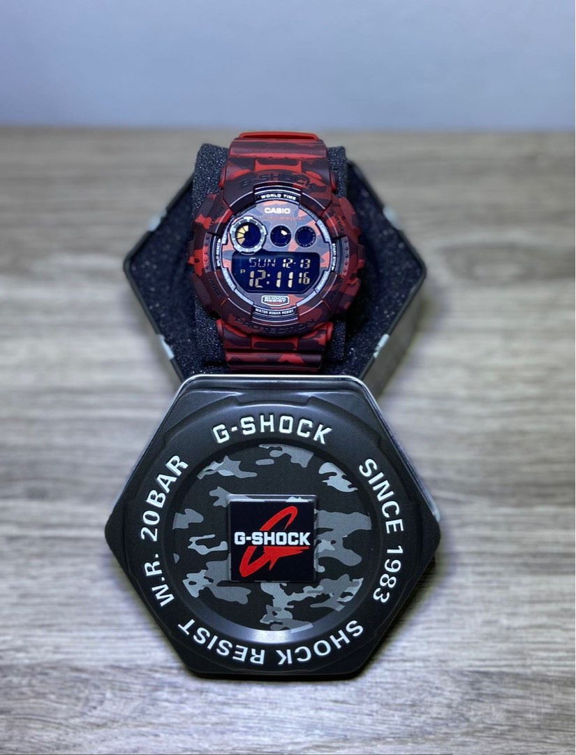 Casio G-Shock GD-120CM-4DR Red Camouflage, Men's Fashion, Watches ...