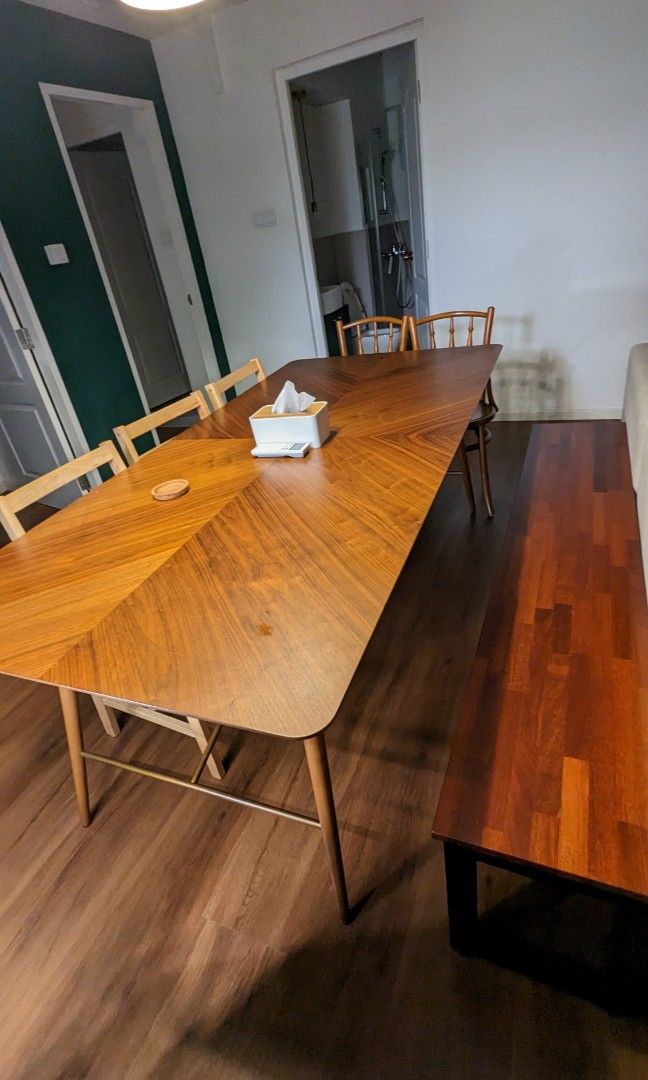 Castlery lily dining table and bench, Furniture & Home Living, Furniture, Tables & Sets on Carousell