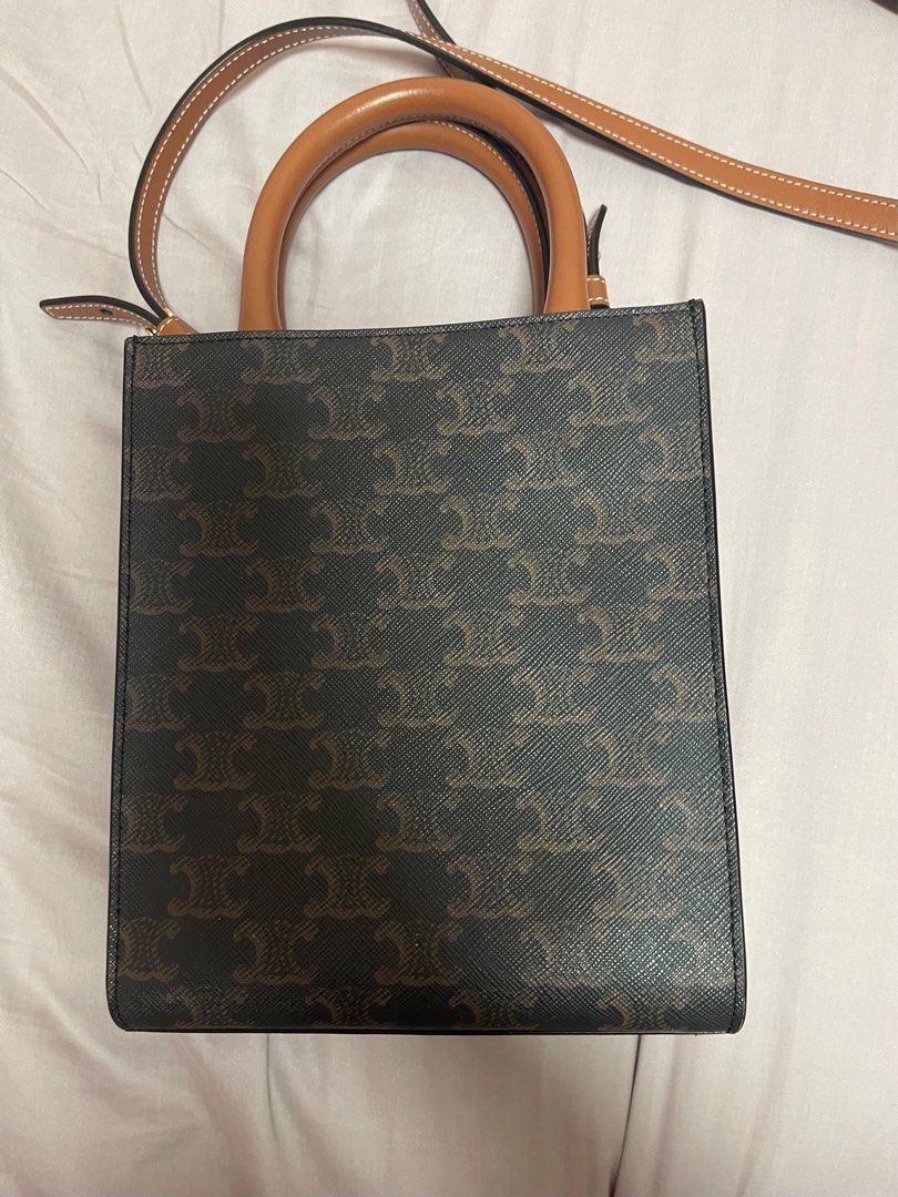 Celine MINI VERTICAL CABAS IN TRIOMPHE CANVAS AND CALFSKIN WITH CELINE ...