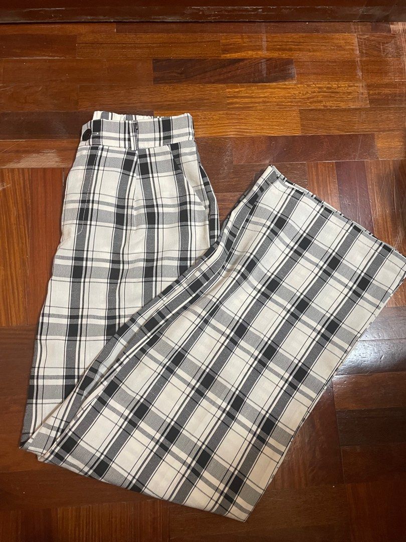 Checkerd white & black pants, Women's Fashion, Bottoms, Other Bottoms ...