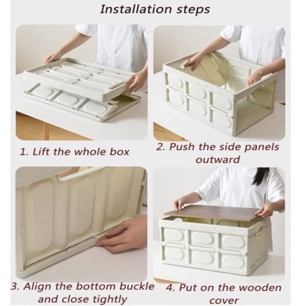 Collapsible Storage Box Crate with Lid Folding, Furniture & Home Living ...