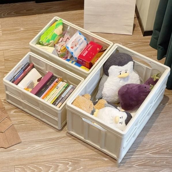 Collapsible Storage Box Crate with Lid Folding, Furniture & Home Living ...