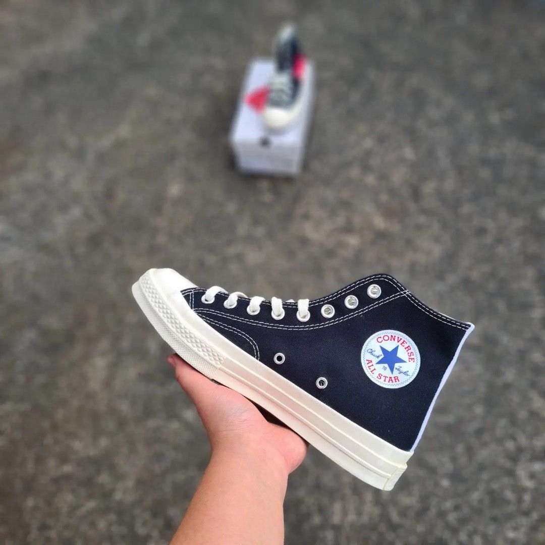 Converse CDG Play Cream High Peeking Heart, Men's Fashion, Footwear ...