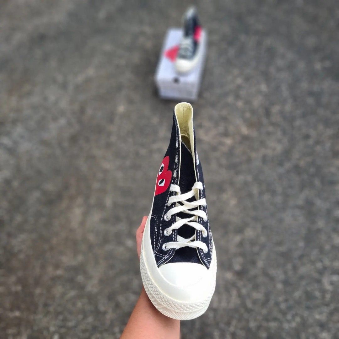 Converse CDG Play Cream High Peeking Heart, Men's Fashion, Footwear ...