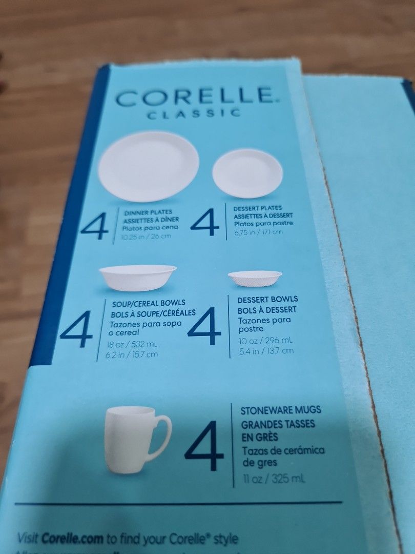 CORELLE Classic 20pc dinnerware set, Furniture & Home Living ...