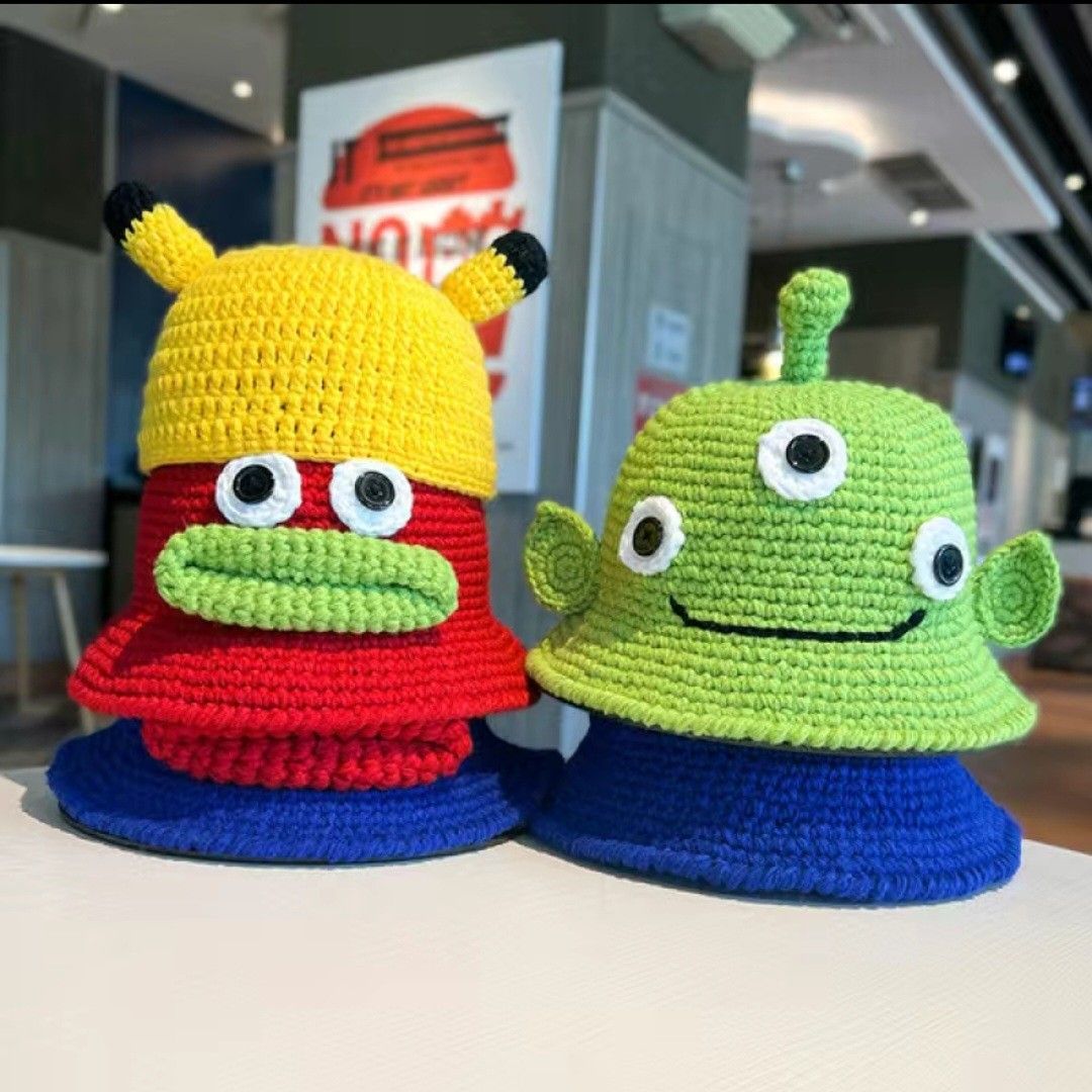 Crochet cartoon hats, Hobbies & Toys, Stationery & Craft, Handmade ...