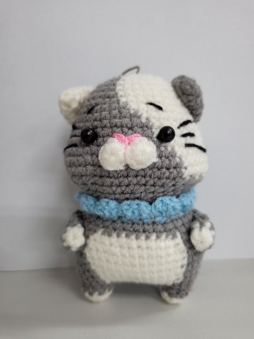 Crochet Grey Cat, Hobbies & Toys, Stationery & Craft, Handmade Craft on ...