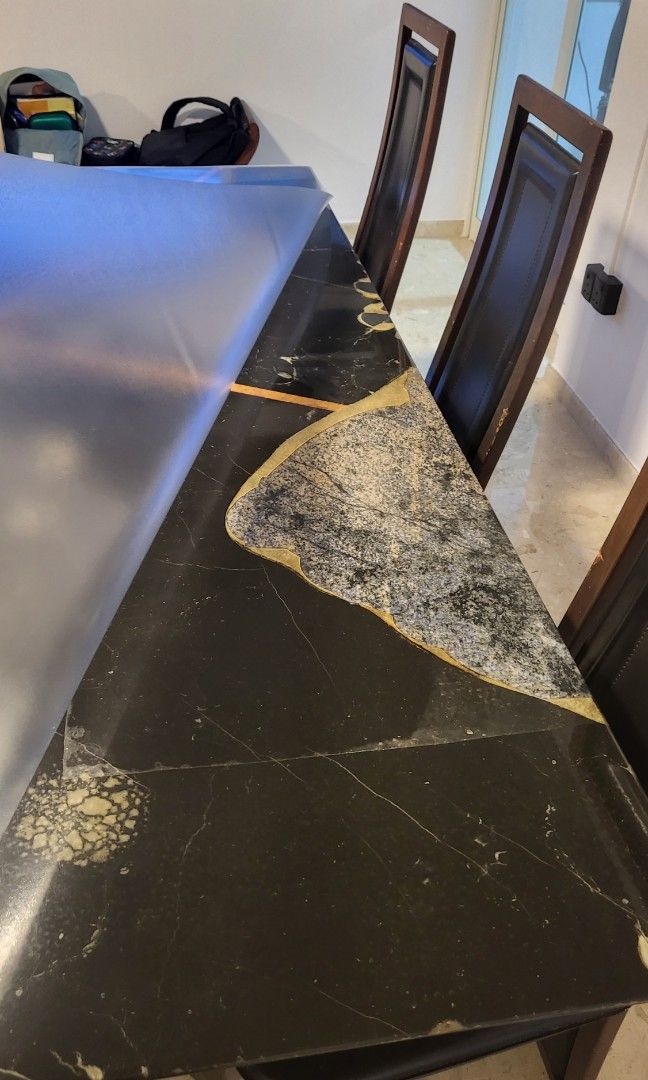 Dining table 2m x 1m marble top, Furniture & Home Living, Furniture ...