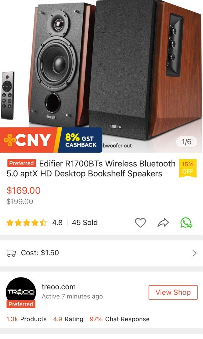 Edifier R1700BT 2.0 Stereo Speakers build in woofer, Audio, Soundbars ...