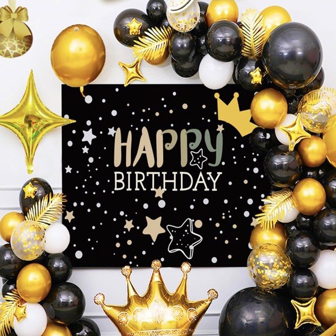 Generic birthday banner backdrop balloons set, Hobbies & Toys ...