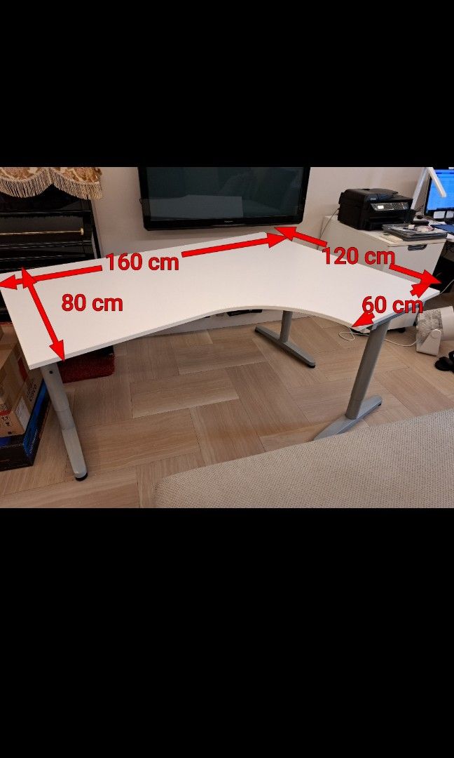 IKEA L-shaped Study Table with detachable shelf, Furniture & Home ...