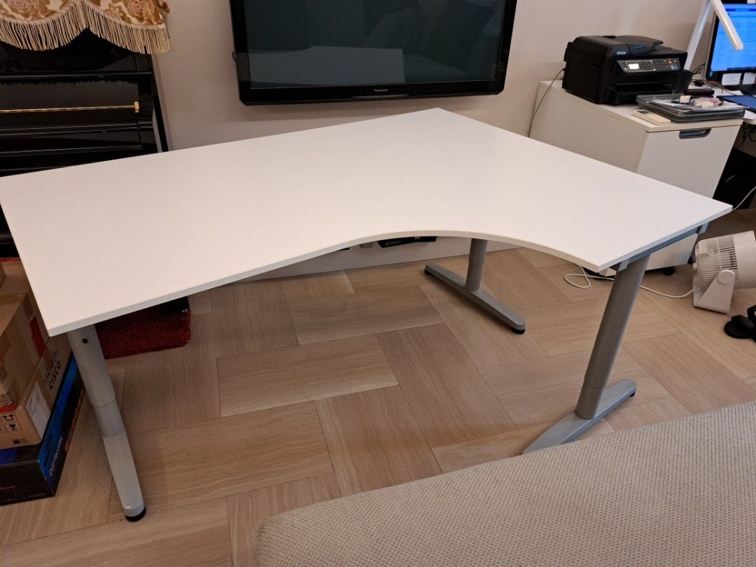 IKEA L-shaped Study Table with detachable shelf, Furniture & Home ...