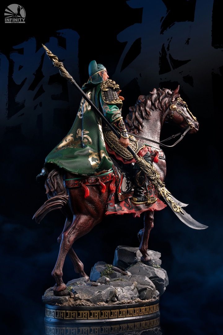 Infinity Studio Three Kingdoms Heroes Series: Blade-Wielding Guan Yu Statue (Colored/Bronzed ...