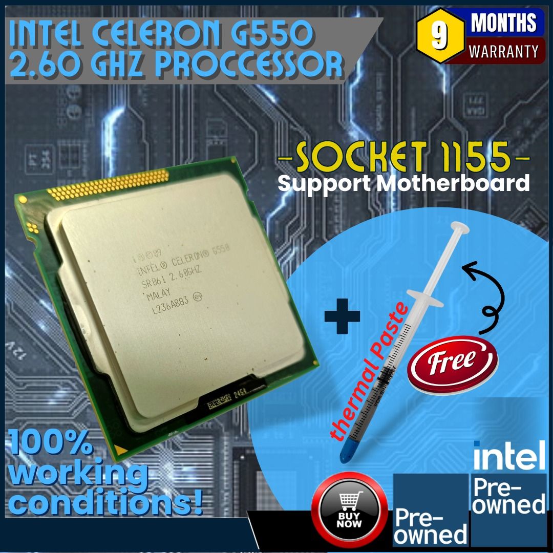 Intel Celeron G550 2 60ghz Sandy Bridge Processor Support Mother Socket 1155 Computers And Tech