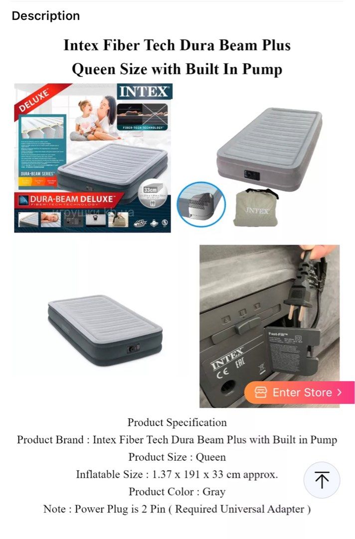 Intex queen size air mattress, Furniture & Home Living, Furniture, Bed ...