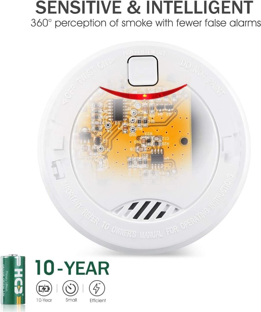 [J428] 3Pack HEIMAN Smoke Alarm,10-Year Battery Fire Alarm Smoke ...