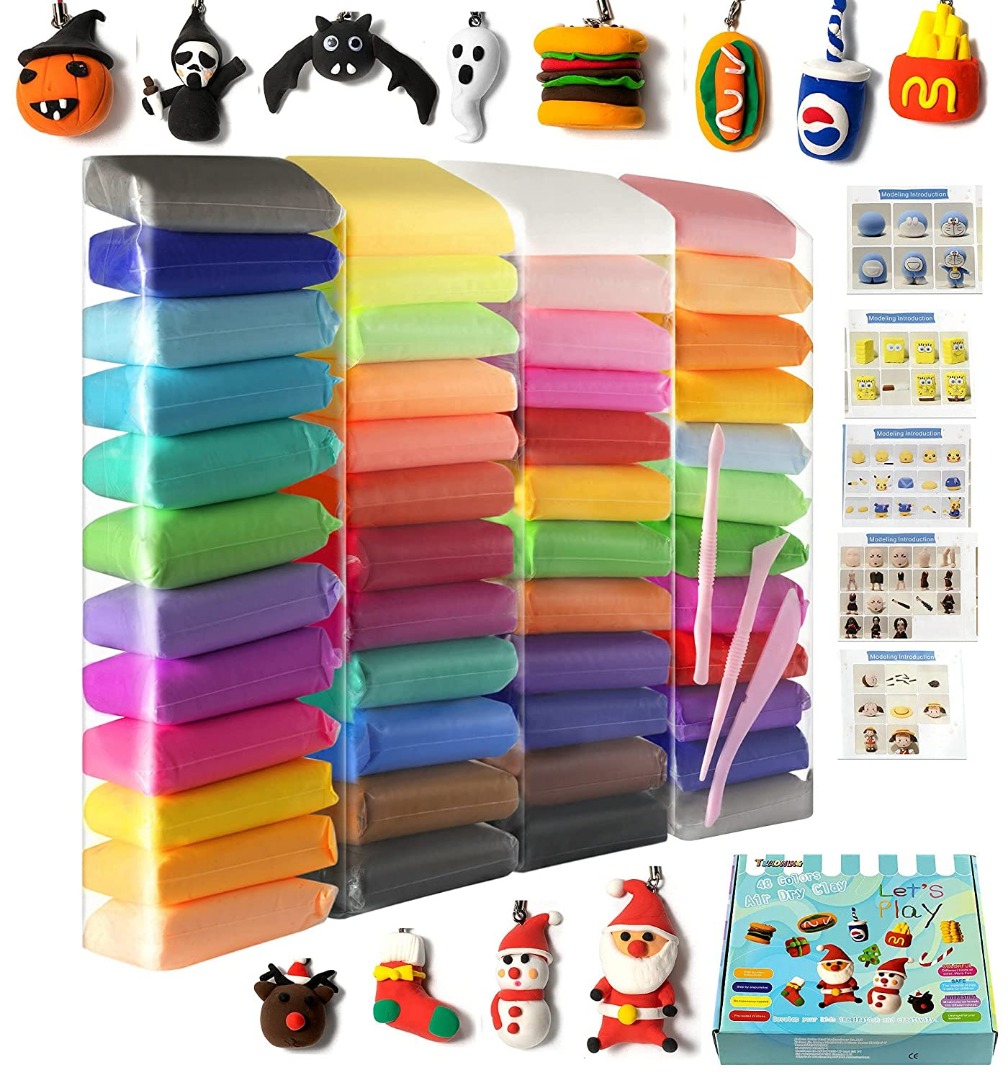 [J446] TEMONING 48 Colors Air Dry Clay, Hobbies & Toys, Toys & Games on ...