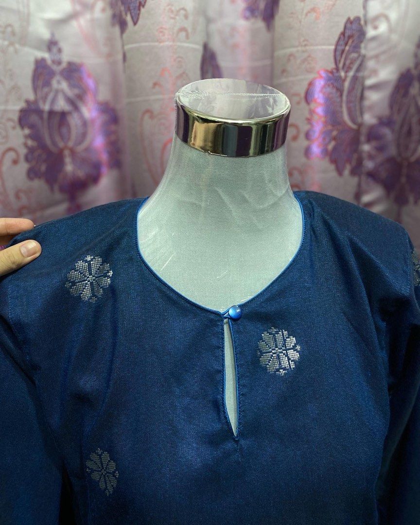 Kebaya Biru Songket, Women's Fashion, Muslimah Fashion, Baju Kurung ...