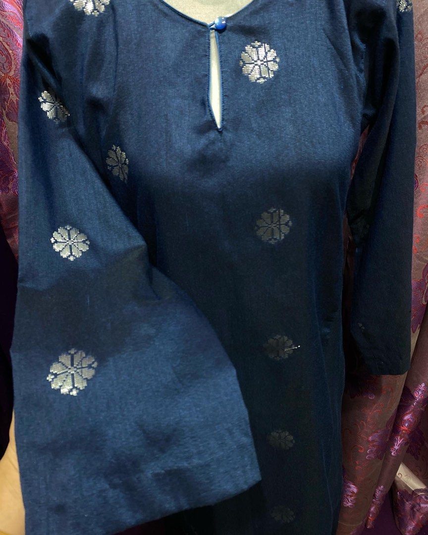 Kebaya Biru Songket, Women's Fashion, Muslimah Fashion, Baju Kurung ...