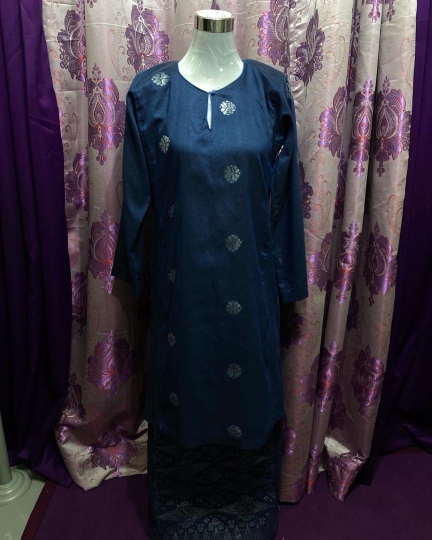 Kebaya Biru Songket, Women's Fashion, Muslimah Fashion, Baju Kurung ...