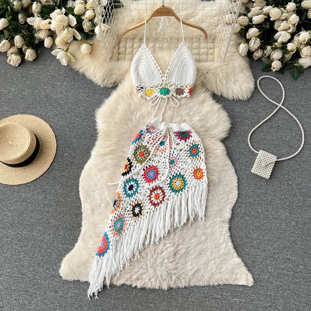 Korean Crochet Beach Coords, Women's Fashion, Dresses & Sets, Sets or ...