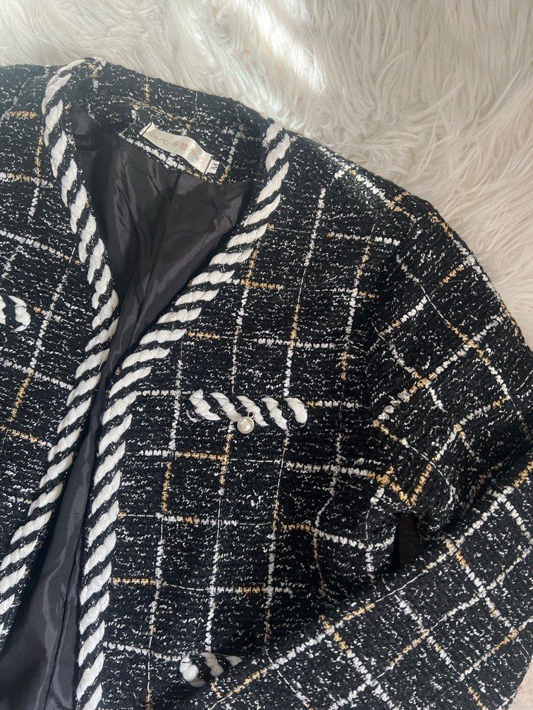 Korean Tweed Jacket, Women's Fashion, Coats, Jackets and Outerwear on ...