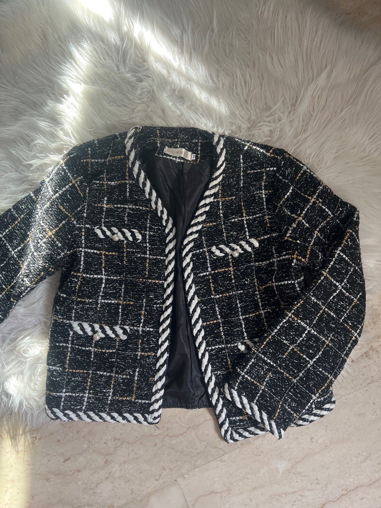 Korean Tweed Jacket, Women's Fashion, Coats, Jackets and Outerwear on ...