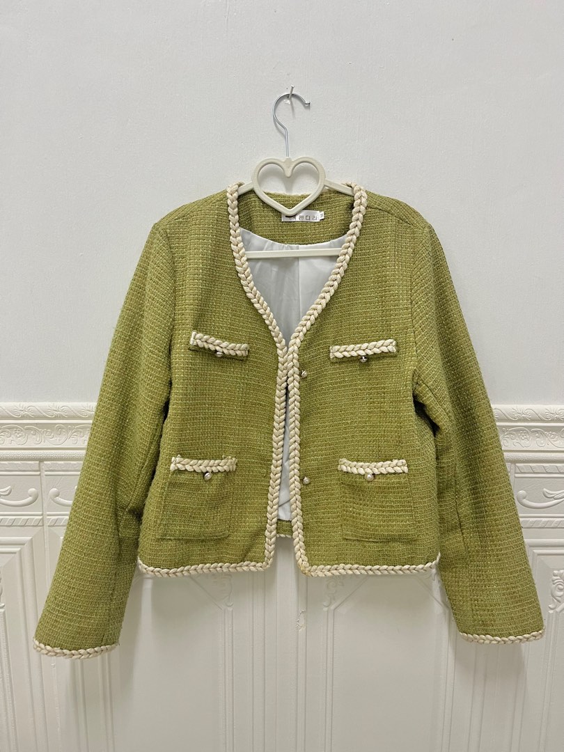 Korean Tweed Jacket Outerwear, Women's Fashion, Coats, Jackets and ...