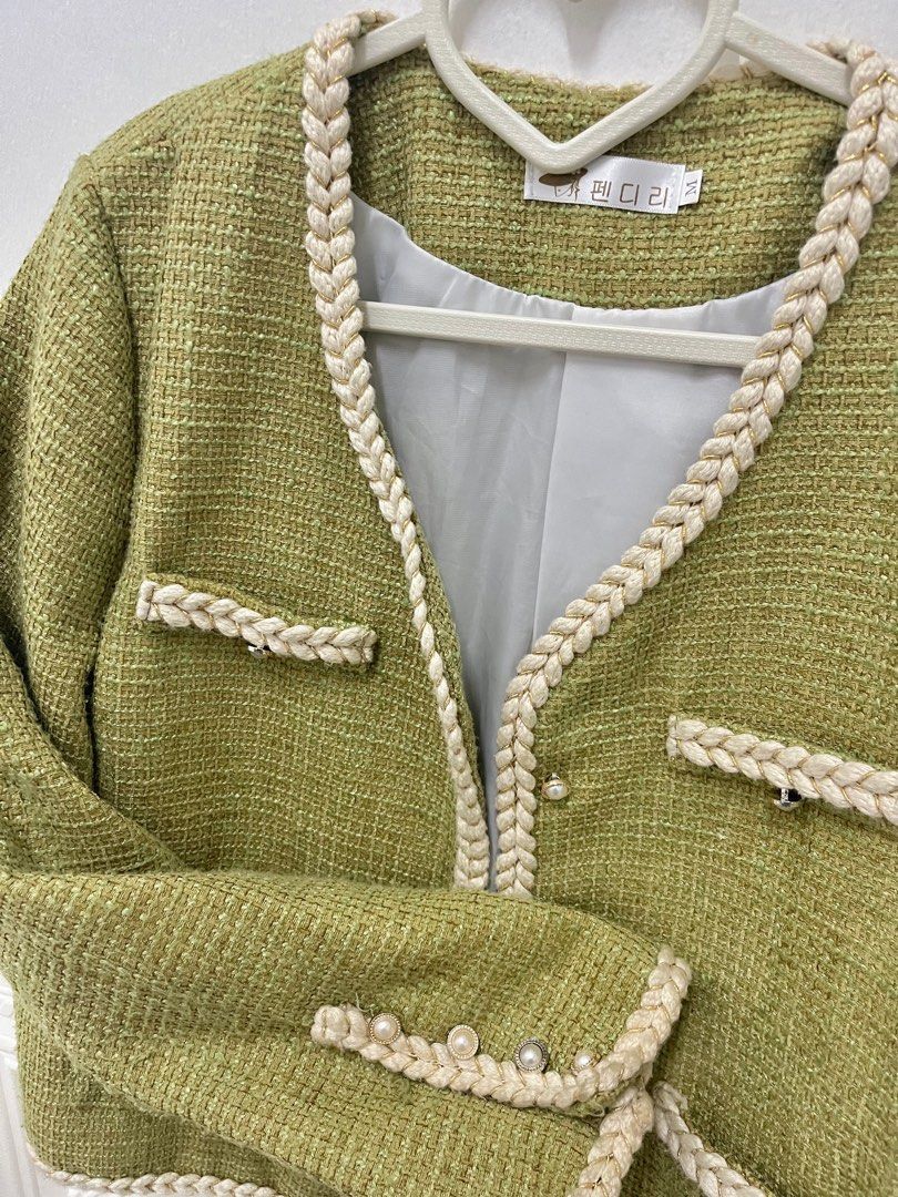 Korean Tweed Jacket Outerwear, Women's Fashion, Coats, Jackets and ...