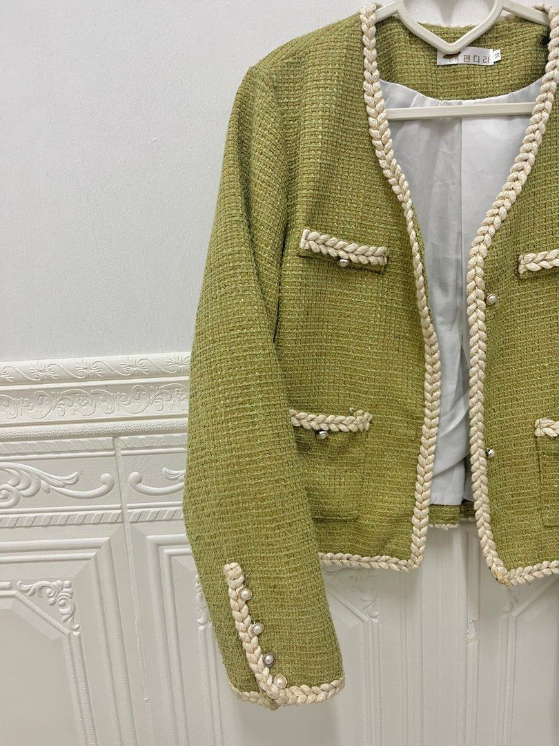 Korean Tweed Jacket Outerwear, Women's Fashion, Coats, Jackets and ...