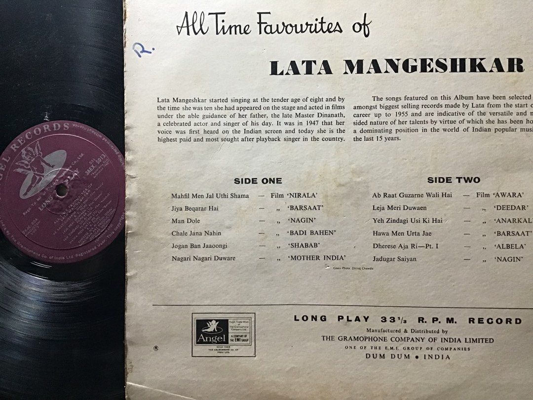 LP Lata Mangeshkar - All Time Favourites OOP INDIA VINYL RECORD Anubis ...