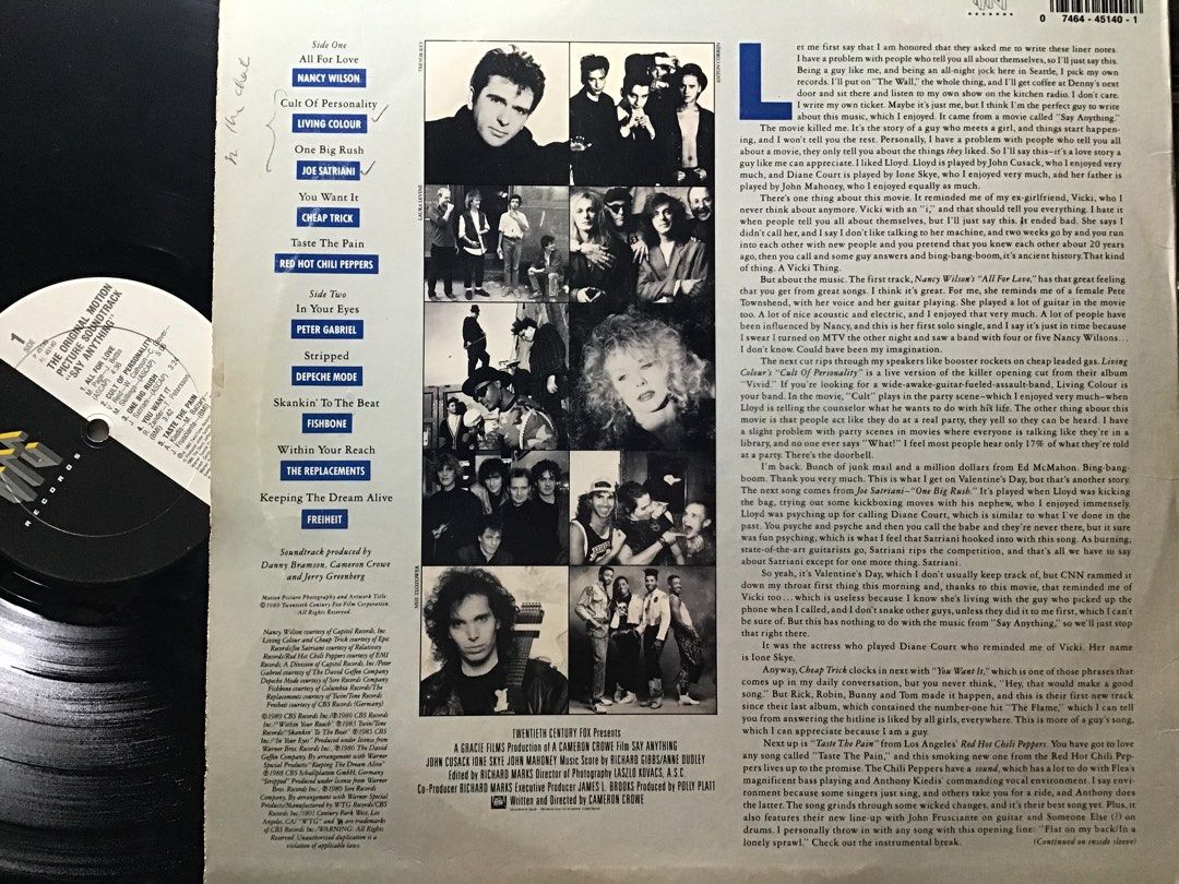 LP Say Anything OST - RHCP Joe Satriani Depeche Mode Replacements OOP ...