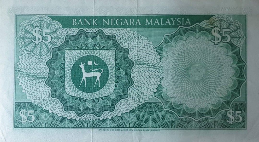 Malaysia ringgit 1972 2nd series $5 gef-au condition original paper ...