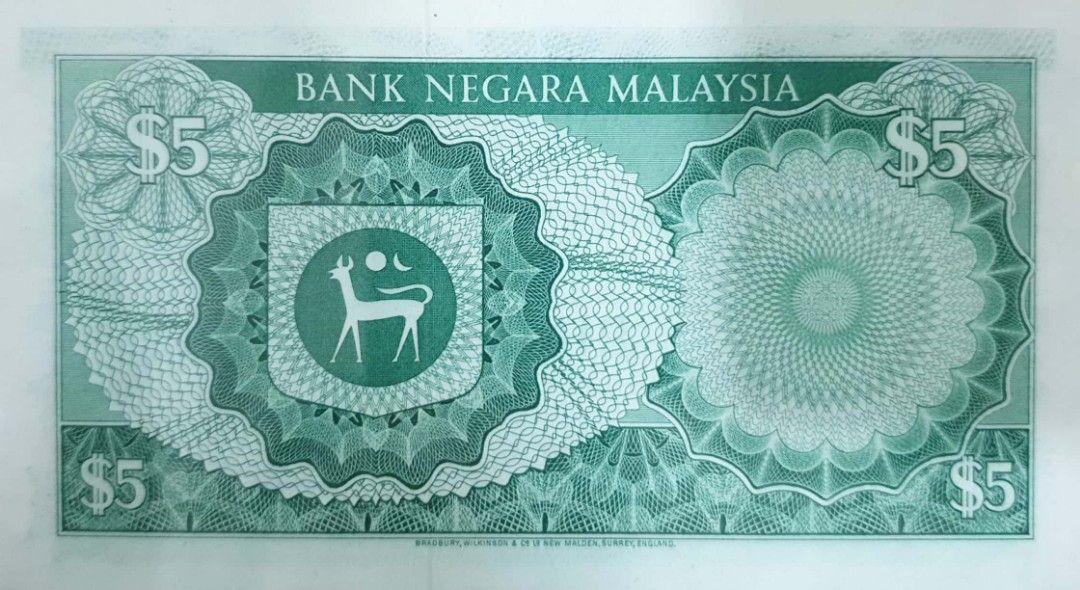 Malaysia ringgit 1972 2nd series $5 au condition original paper ...
