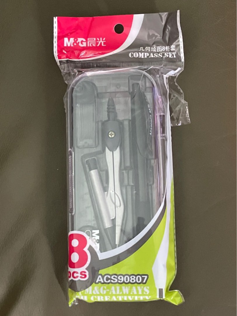 M&G 8pcs Geometry Mathematics Instrument Compass Set, Hobbies & Toys ...