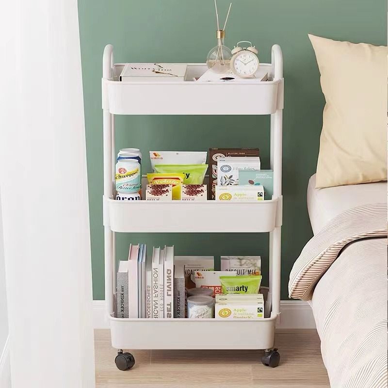 Movable Storage Rack Bathroom Trolley Rack Kitchen Shelf Side Shelf ...