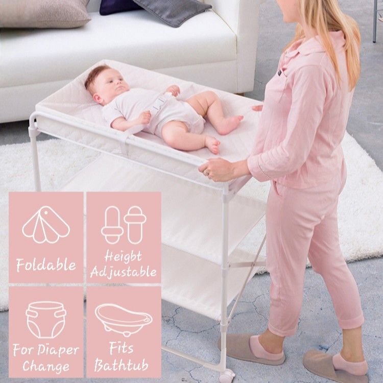 Multi purpose foldable movable height adjustable diaper changing ...