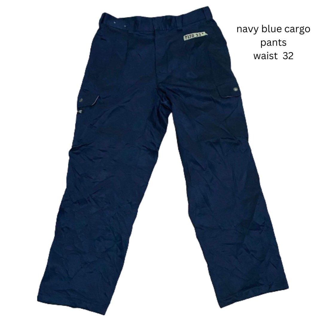 navy blue cargo pants trousers, Men's Fashion, Bottoms, Trousers on Carousell