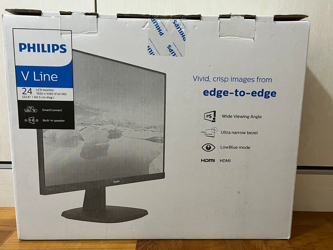 (N.I.B) Philips 24 Inch IPS Monitor with Speakers 2437V7QJAB, Computers ...