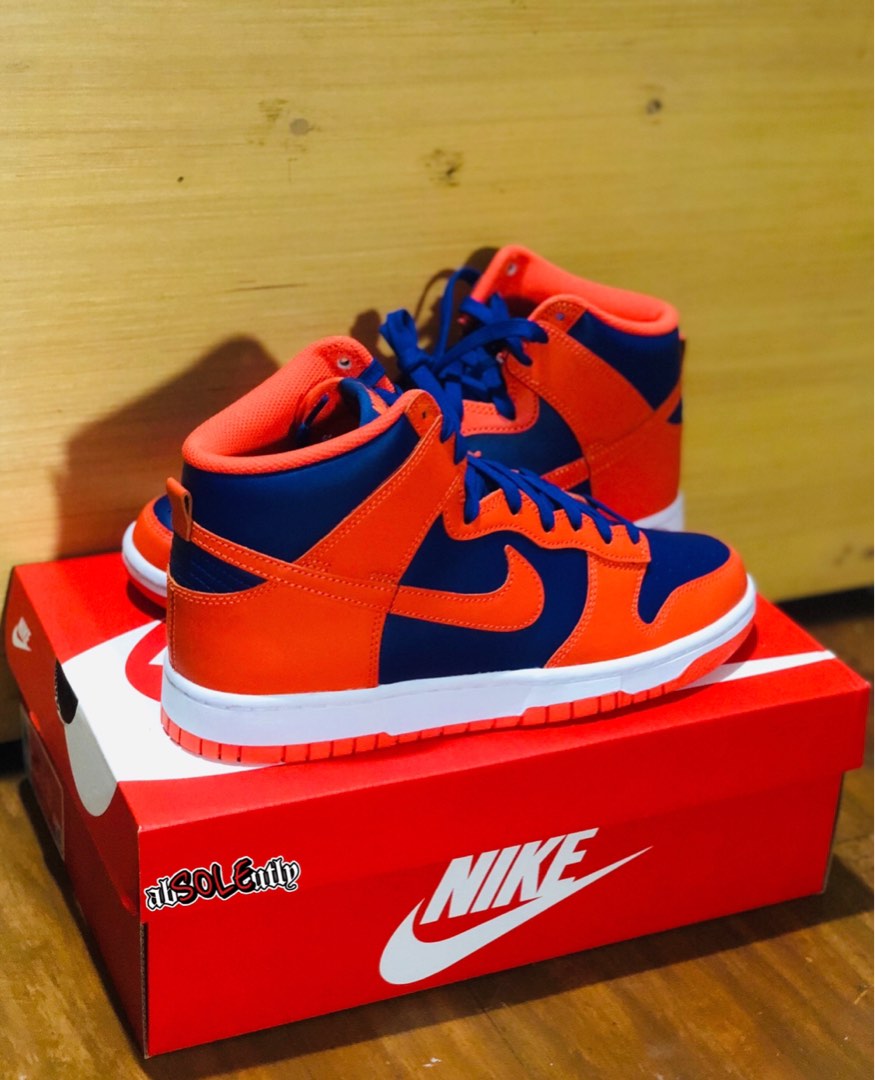 Nike Dunk High “Orange and Deep Royal Blue”, Men's Fashion, Footwear ...