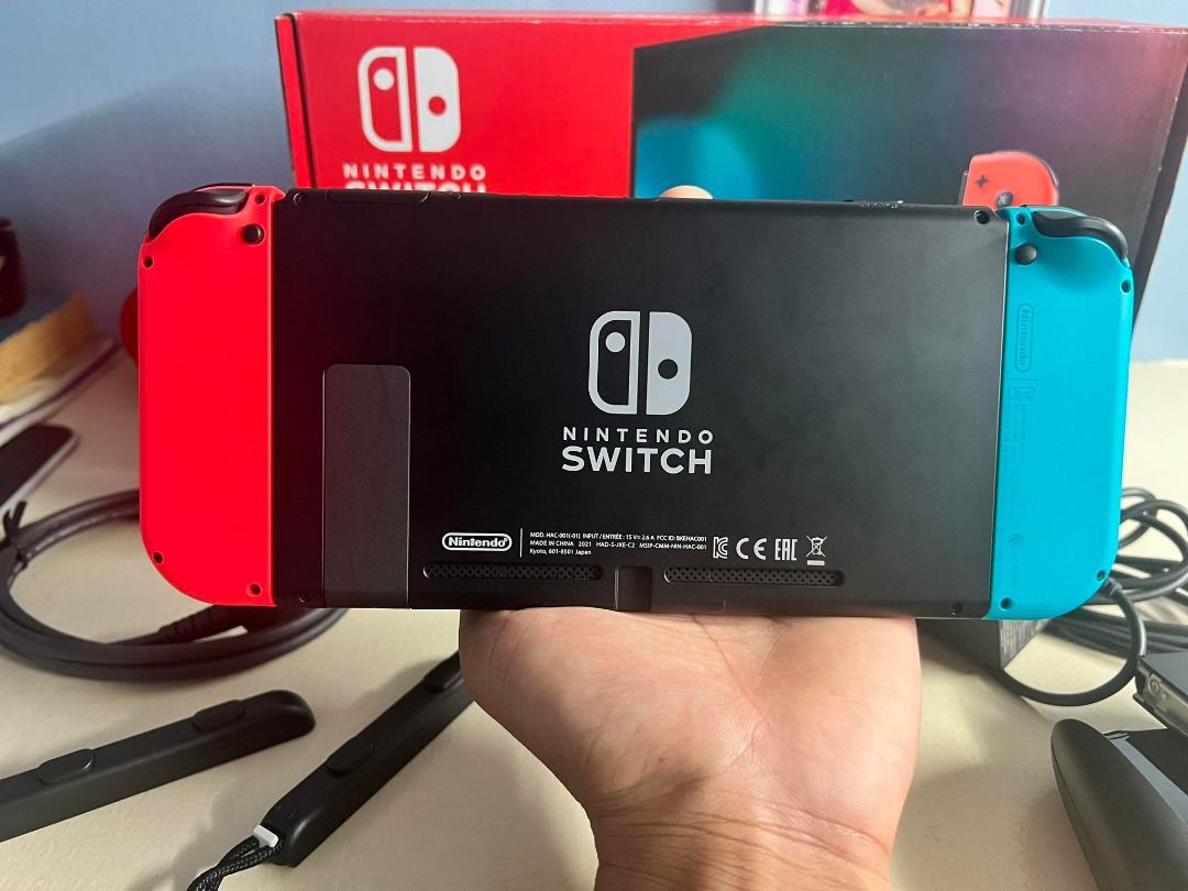 Nintendo Switch V2 Neon with Super Mario Odyssey, Video Gaming, Video ...