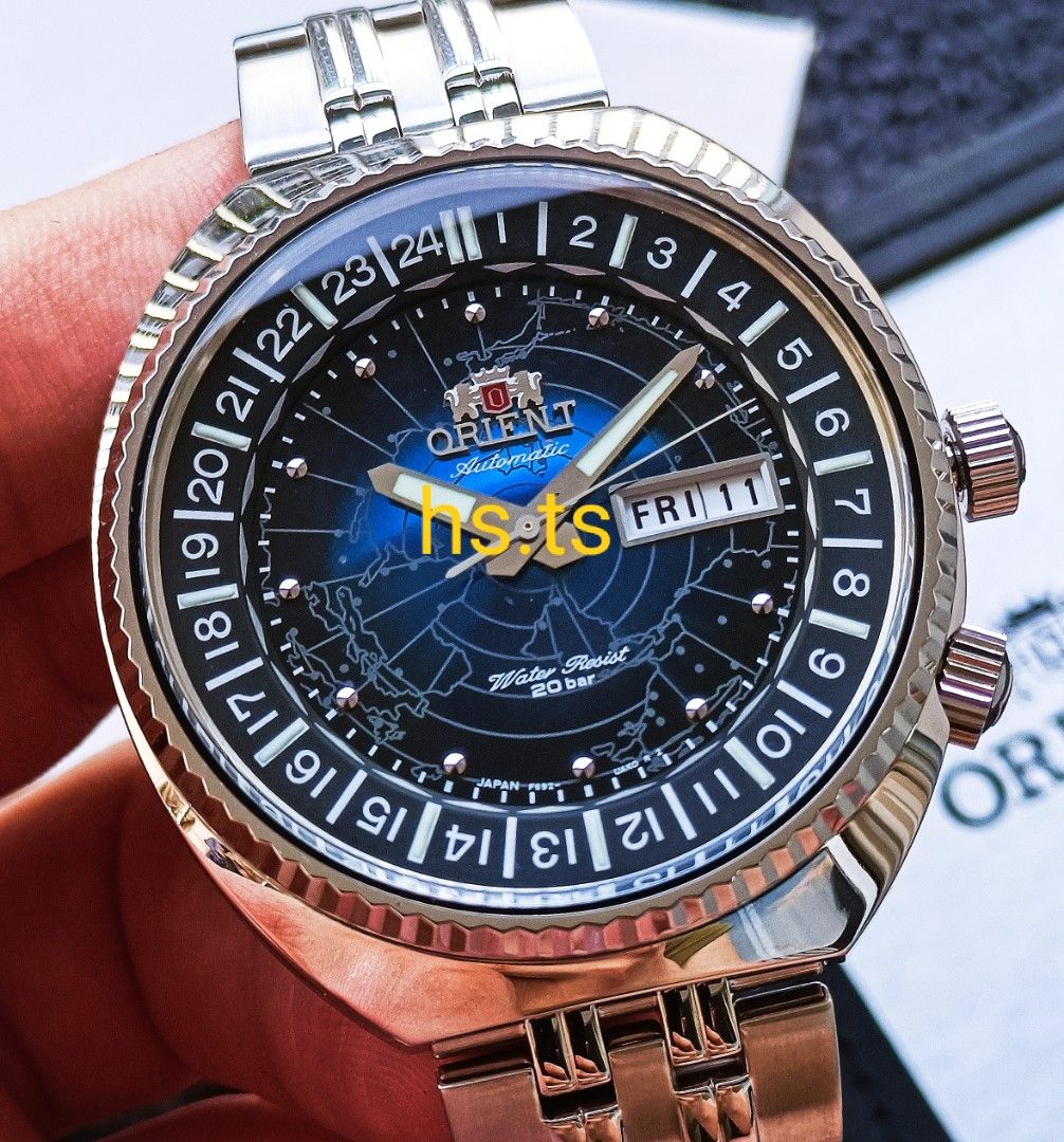 Orient Turtle World Map Blue Automatic Divers Watch, Men's Fashion ...