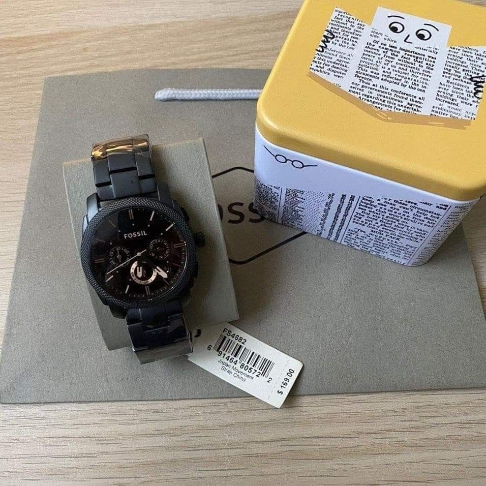 Original Fossil FS4682 Machine Mid-Size Chronograph Black Stainless ...
