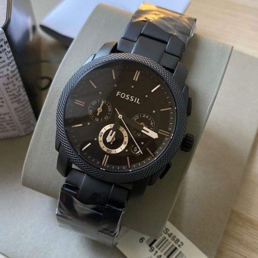 Original Fossil FS4682 Machine Mid-Size Chronograph Black Stainless ...