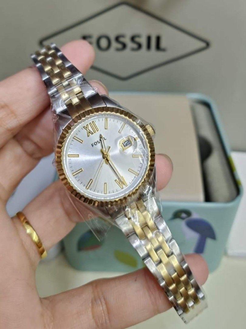 Original Fossil Scarlette Micro Three-Hand Date Two-Tone Stainless ...