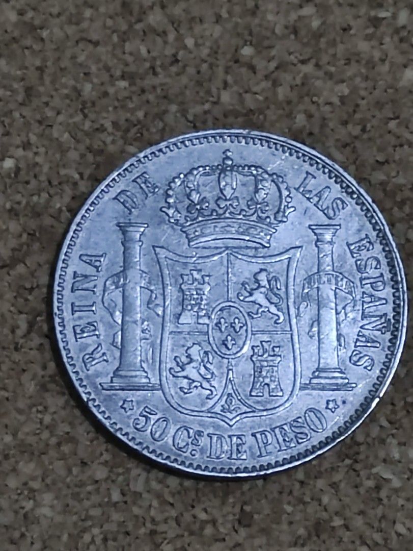 Philippine Coin - Spanish Era | 1965 50 Centimos Isabella II (Keydate ...