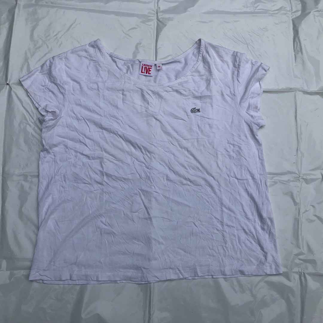 PO LACOSTE LIVE WHITE PATCH LOGO BLOUSE SHIRT MEDIUM WOMENS, Women's ...