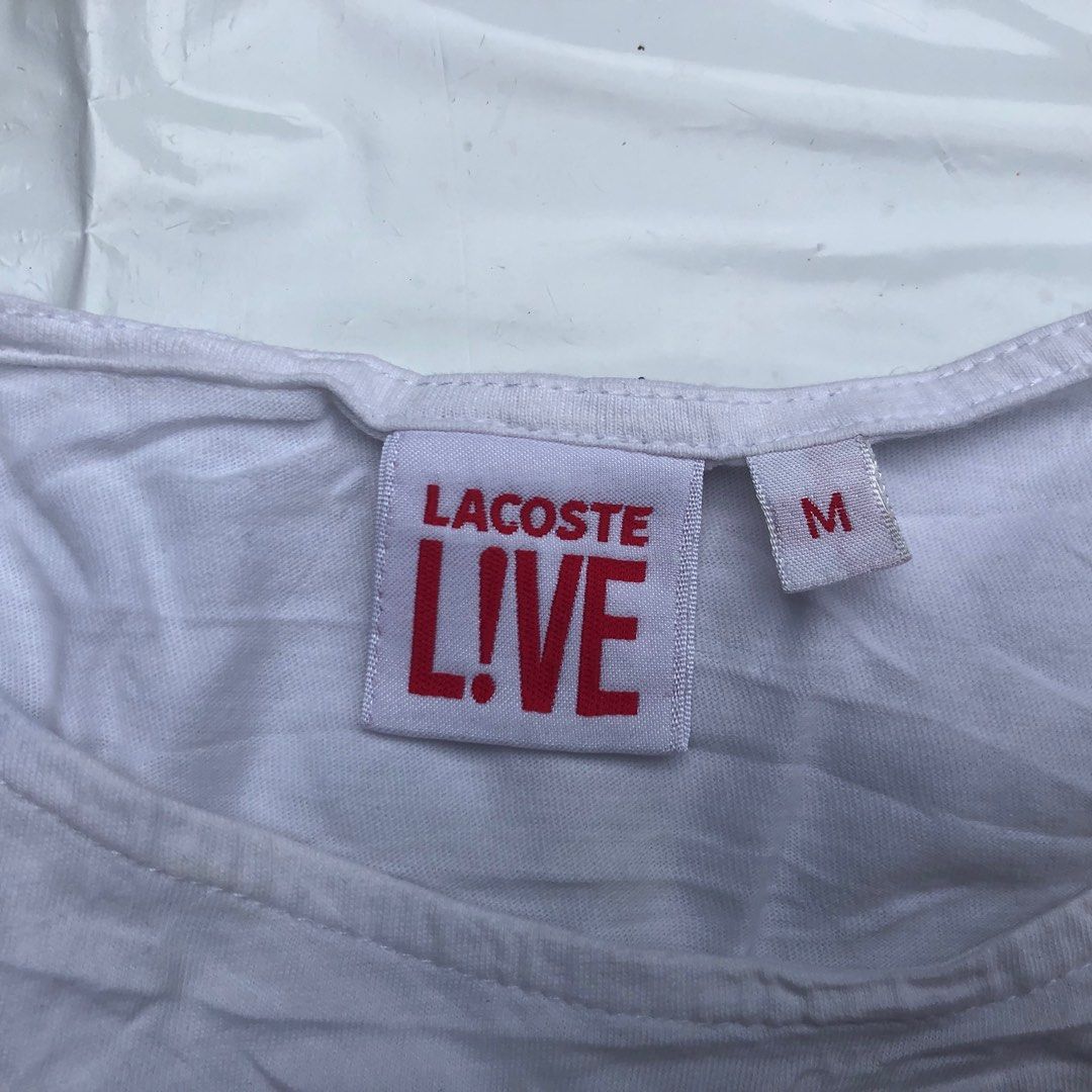 PO LACOSTE LIVE WHITE PATCH LOGO BLOUSE SHIRT MEDIUM WOMENS, Women's ...