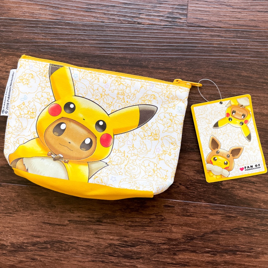 Pokemon Center 2018 Fan of Pikachu & Eevee Pouch Case Bag, Hobbies ...